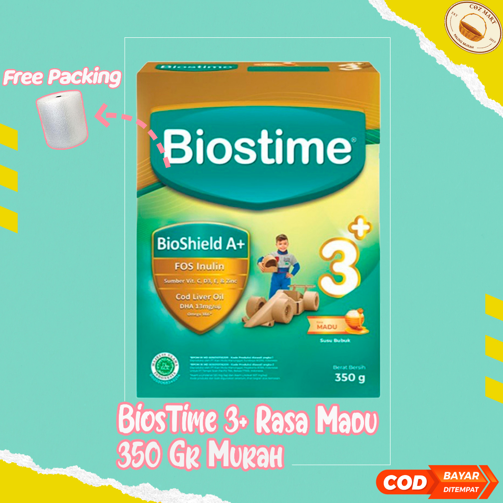 Jual Biostime 3+ Madu 350 gr Susu Pertumbuhan Anak 1-3 tahun | Shopee ...