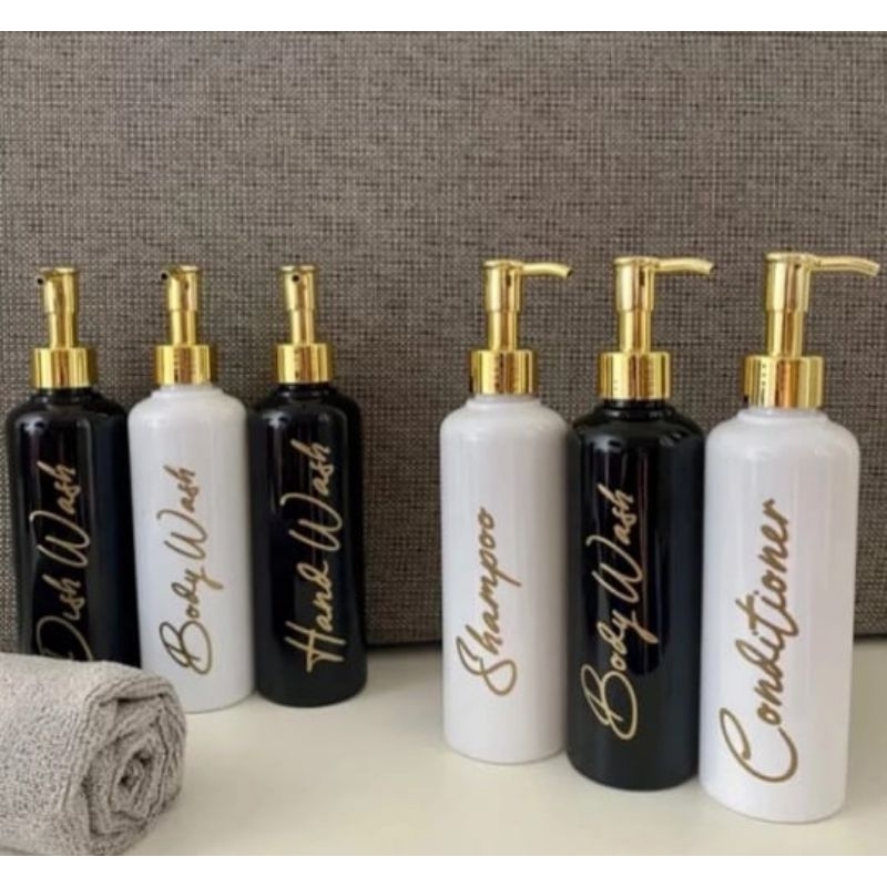 Jual BOTOL REFIL (UKURAN 250ML) PUMP GOLD LUXURY CLIP OIL / BOTOL REFILL FREE STIKER | Shopee ...