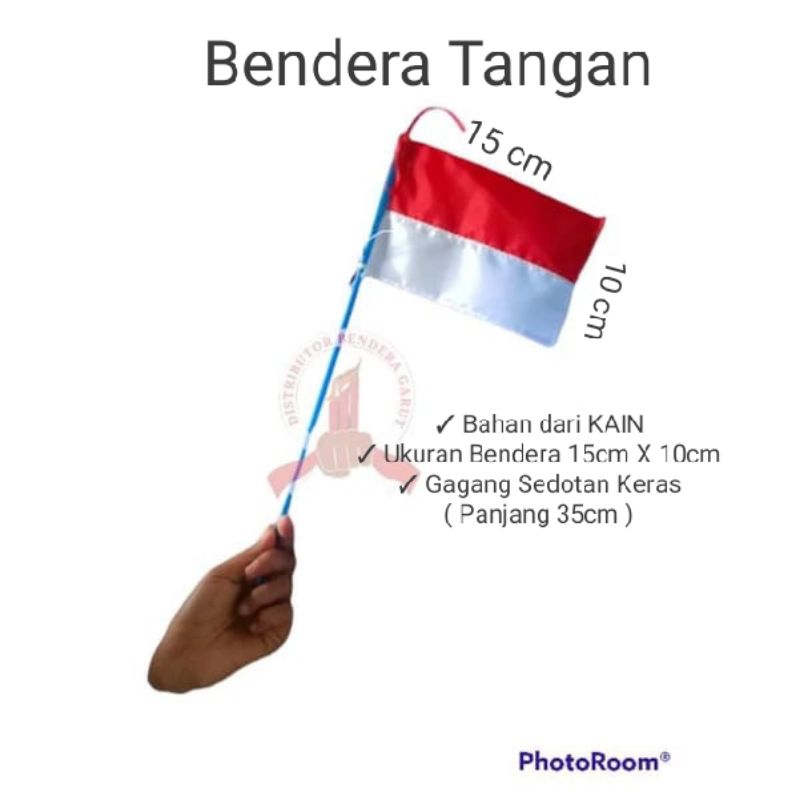 Jual Tangkai gagang + bendera tangan merah putih ( isi 10 pcs ...