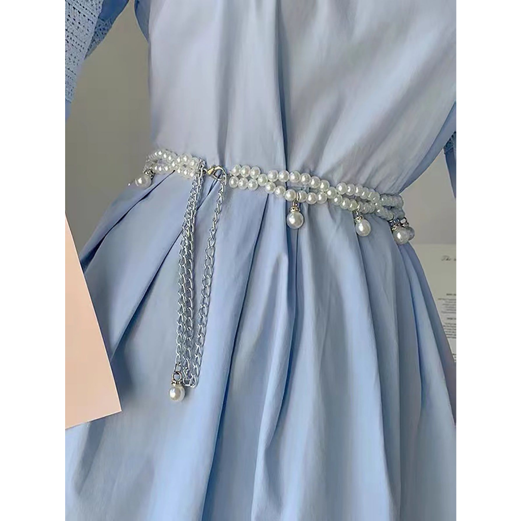 Jual IKAT PINGGANG RANTAI MUTIARA/IKAT PINGGANG DRESS WANITA/SABUK WANITA/ASESORIS WANITA ...