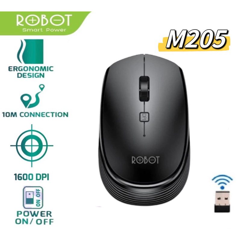 Jual Mouse Wireless ROBOT M220 / M205 2.4GHz optical 1600DPI receiver USB ORIGINAL ROBOT ...
