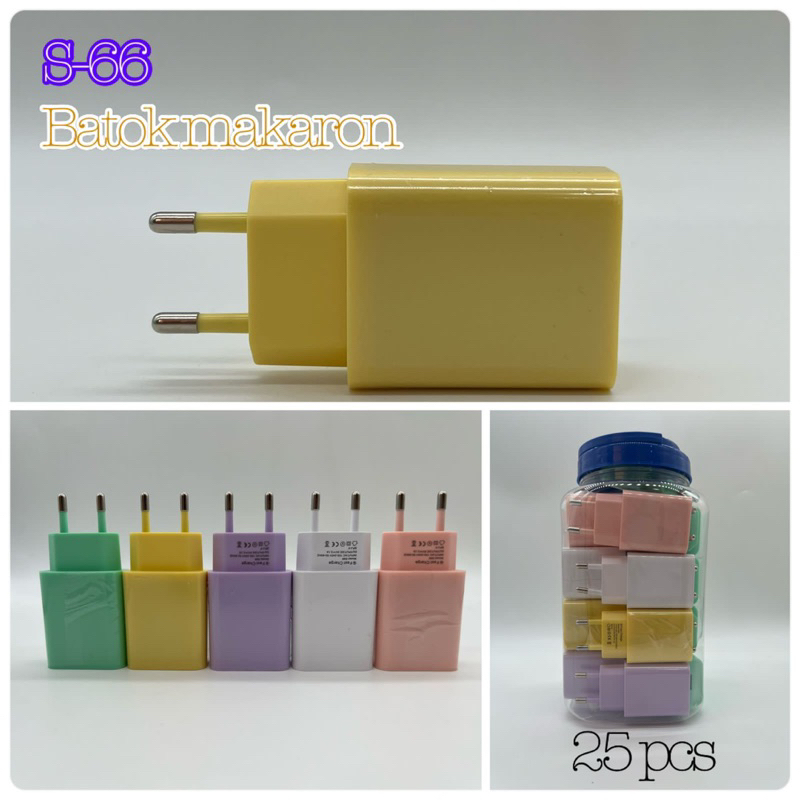 Jual (SP) BATOK MACARON S66 ADAPTOR KEPALA CHARGER 3.1A WARNA WARNI ...
