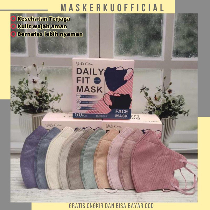 Jual Masker Duckbill Y&B Care Mix warna 3ply Dewasa / duckbil warna ynb care isi 50 pcs earloop ...