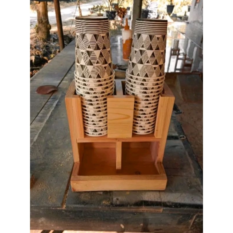 Jual Rak Paper Cup/Rak Kertas Cup Holder/Rak Kayu untuk Gelas Kertas 8 ...
