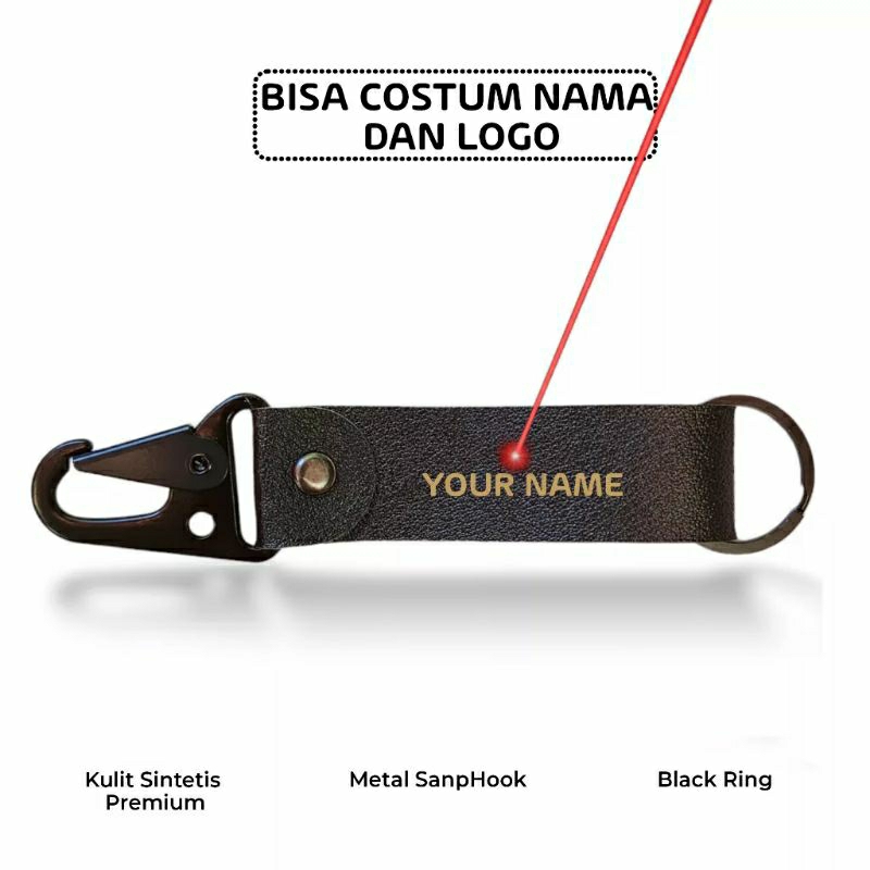 Jual Gantungan Kunci Kulit Custom Nama Logo Snaphook Leather Keychain ...