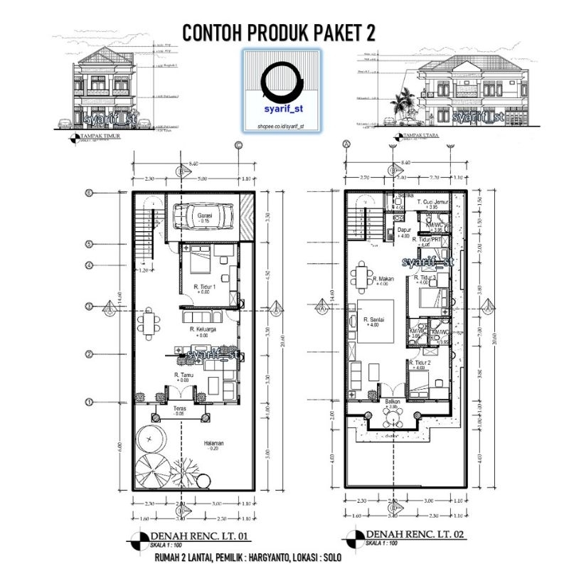 Jual Jasa Gambar DENAH dan TAMPAK Rumah Tinggal, Toko, Ruko, Kantor ...