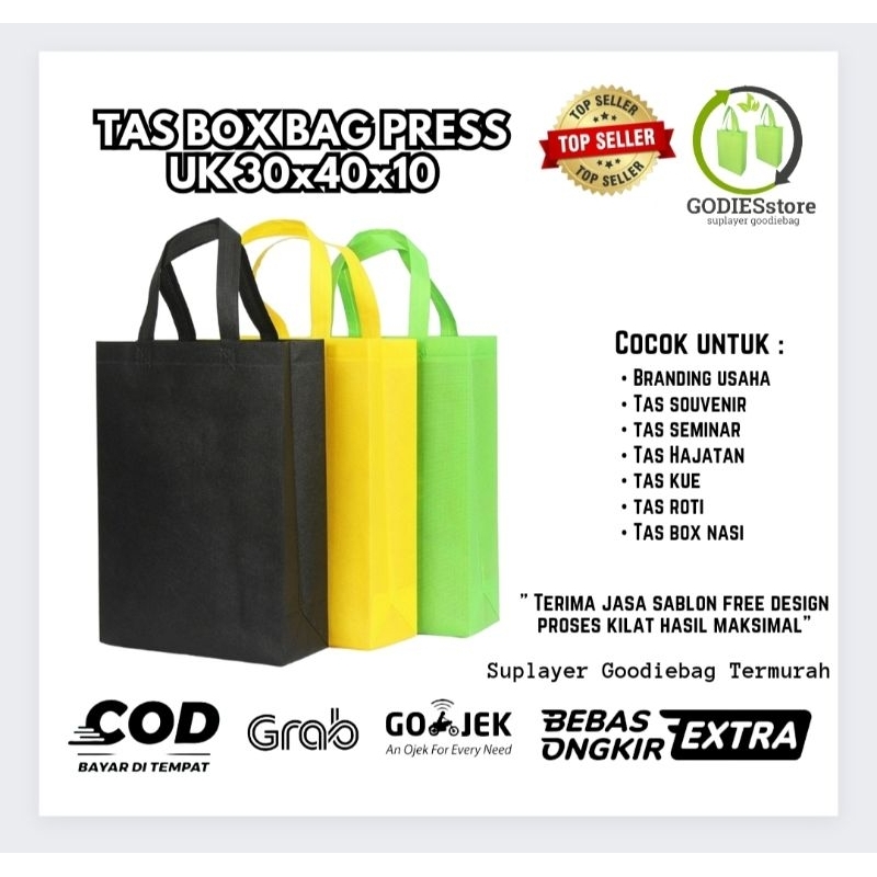 Jual Goodiebag tas box press tas belanja uk 30x40x10 goodiebag spunbond ...