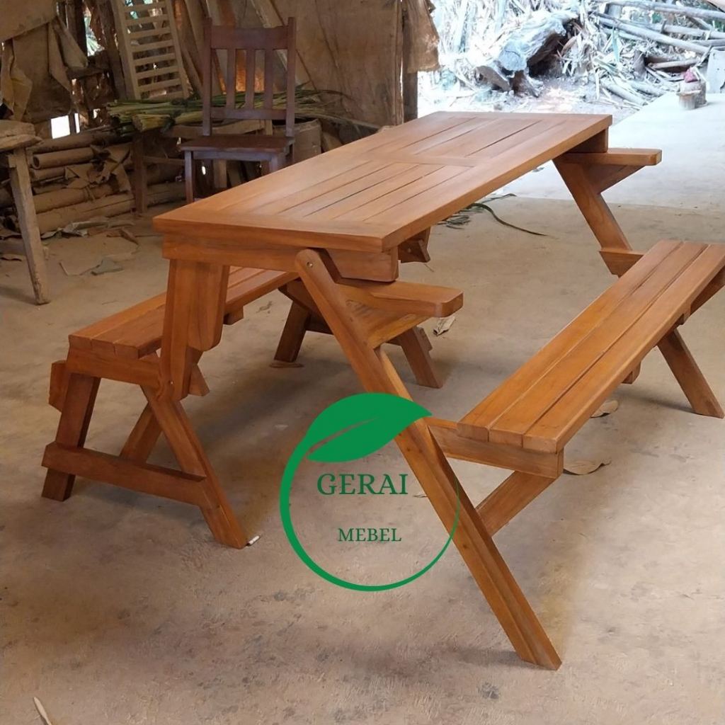 Jual Meja Lipat Cafe Kayu Jati Untuk Dekorasi Kursi Taman Rooftop ...