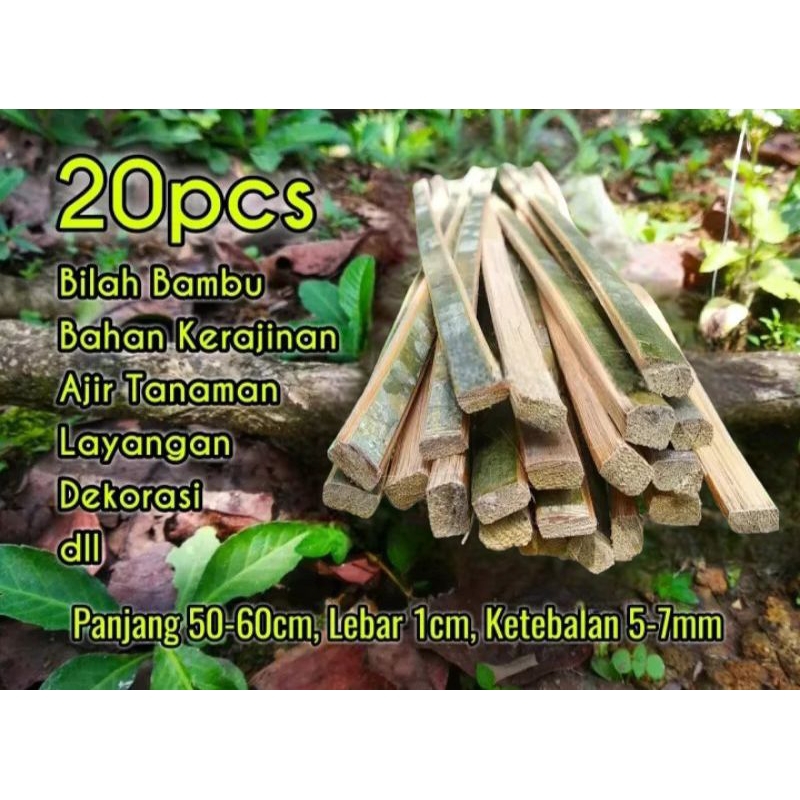 Jual 20 Batang Bilah Bambu 1cm | Bambu Ajir Tanaman | Bambu Bahan ...