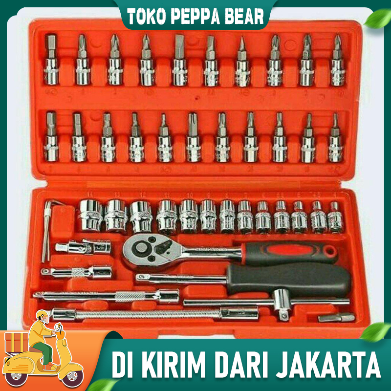 Jual Kunci Sok Set 46 Pcs / Socket Ratchet Mekanik / Tool Kit Set ...