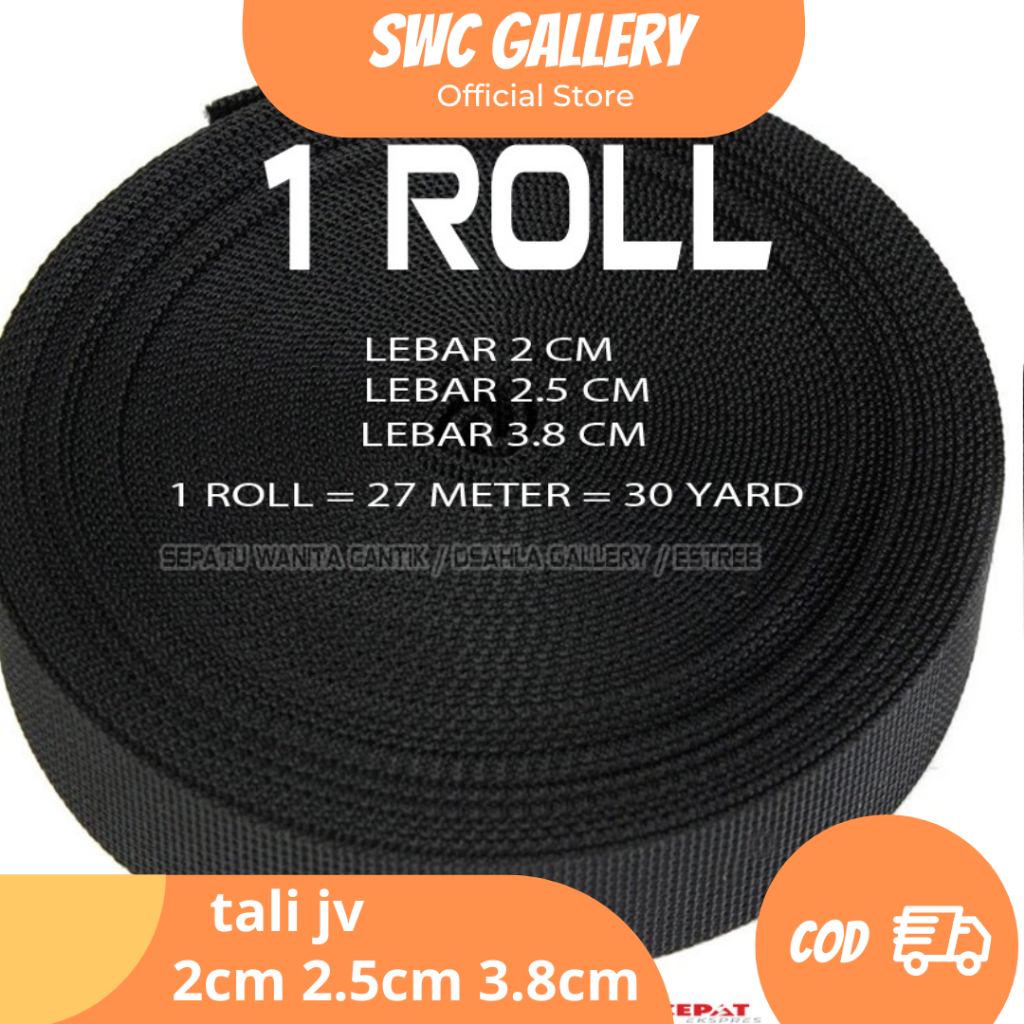 Jual Tali Webbing 2cm, 2,5cm 3,8cm Tebal Tabular Hammock Tas Nylon Tali ...