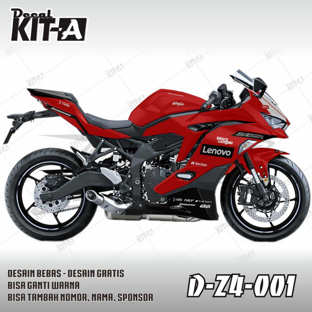Jual Decal Ninja ZX 25R full body custom design MOTIF LIVERY WSBK MERAH ...