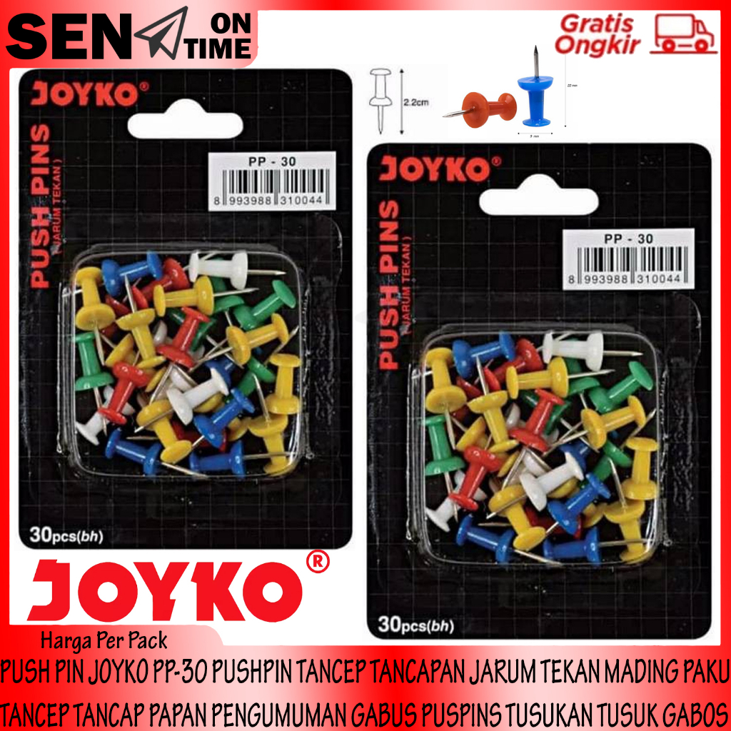 Jual PUSH PIN JOYKO PP-30 PUSHPIN TANCEP TANCAPAN JARUM TEKAN MADING PAKU TANCAP PAPAN ...