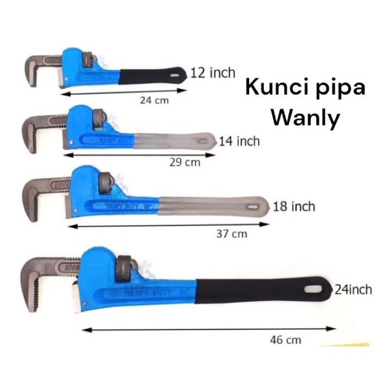 Jual KUNCI PIPA WAnly 12" 14" 18" inch - HEAVY DUTY PIPE WRENCH1 12 14 ...
