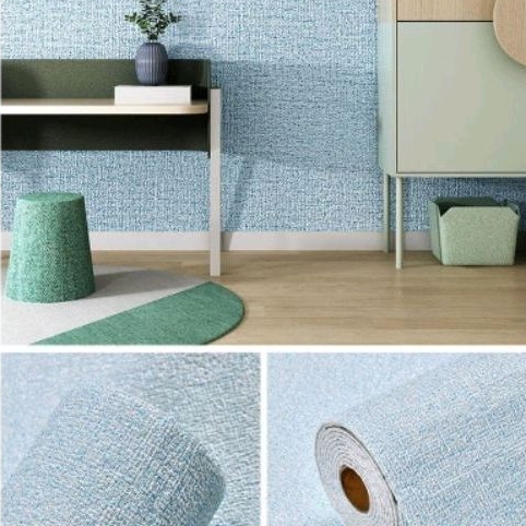 Jual Wallpaper Dinding Linen Biru Sticker Dinding Linen Biru Mewah ...