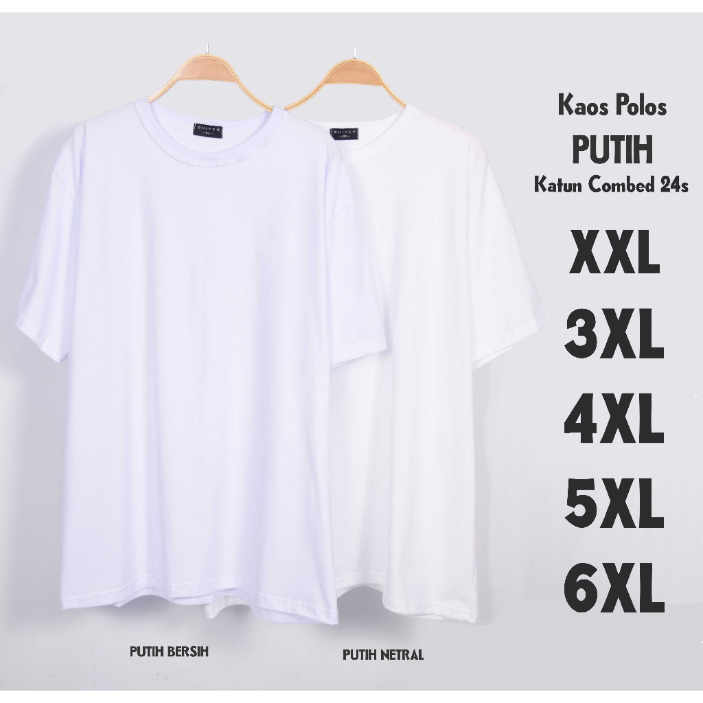 Jual Kaos Polos Jumbo Pria Putih Bersih Netral 24s Big Size XXL 3XL 4XL ...