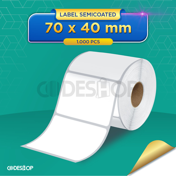 Jual Stiker Label Semicoated 70x40 mm 1 Line isi 1000 Pcs Core 1"Gap ...