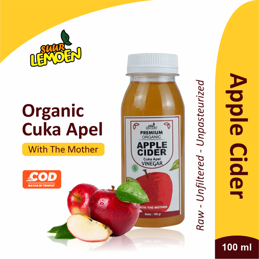 Jual Cuka Apel Premium Apple Cider Vinegar Organic With Mother 100 ml ...