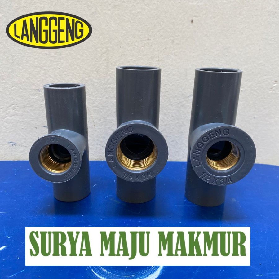 Jual TEE DRAT DALAM KUNINGAN 1/2" 3/4" 1/2" 1" TEE KRAN PVC KUNINGAN ...