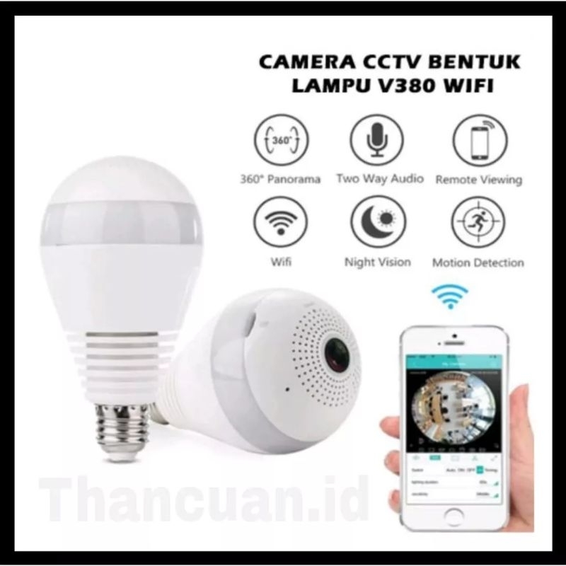 Jual Kamera Lampu V380 CCTV Bentuk Bohlam panorama V380 SPY Camera ...