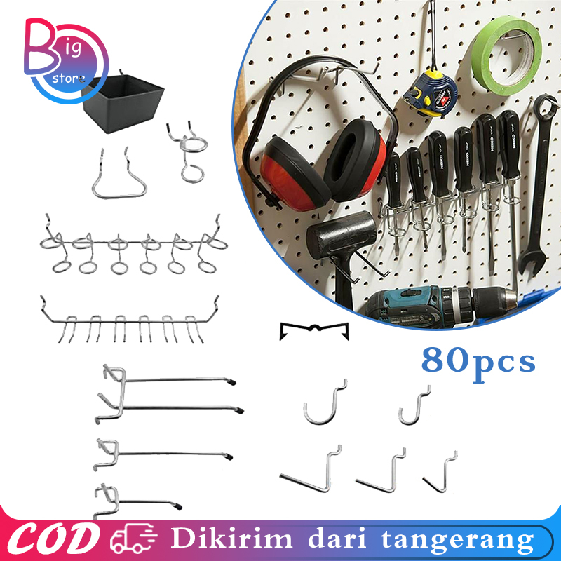 Jual 80pcs/Set Gantungan Pegboard Pegboard Hook Cantolan Pegboard ...