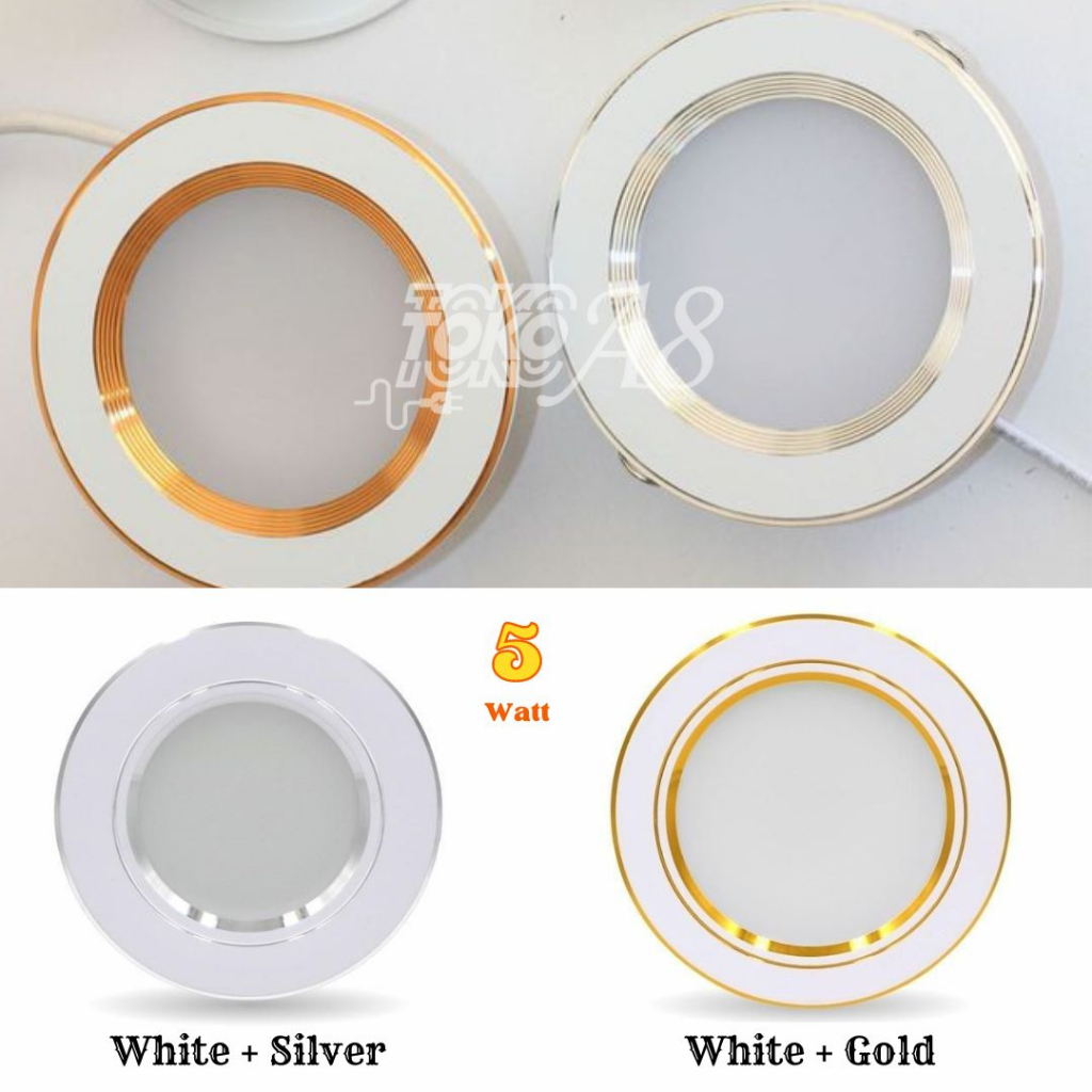 Jual Downlight LED 3 Warna 5 Watt Gold / Silver | Shopee Indonesia