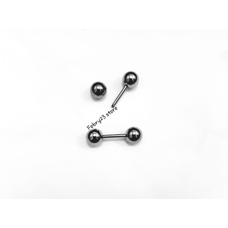 Jual Ball 5mm Anting Piercing 1cm Tusuk Tindik Barbel Putih Titanium ...