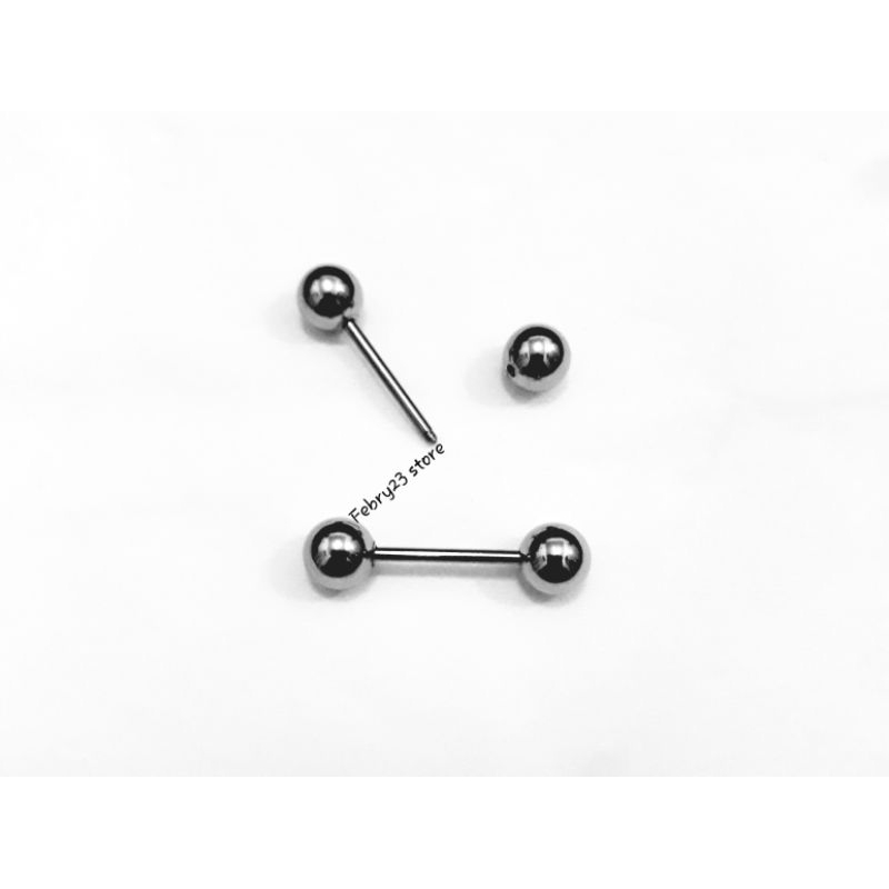 Jual Ball 5mm Anting Piercing 1.5cm Tusuk Tindik Barbel Putih Titanium ...