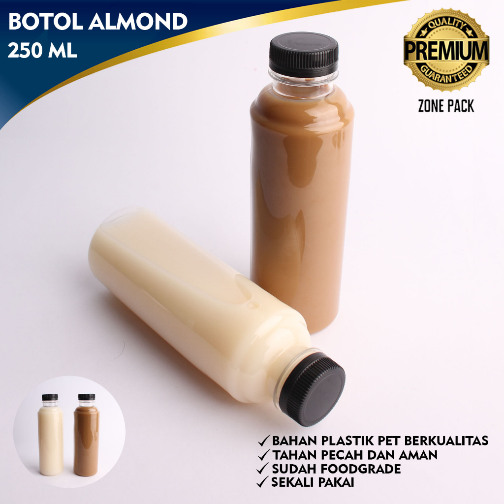 Jual Botol Almond Plastik Satuan 250 ml | Botol Minuman Kemasan Satuan ...