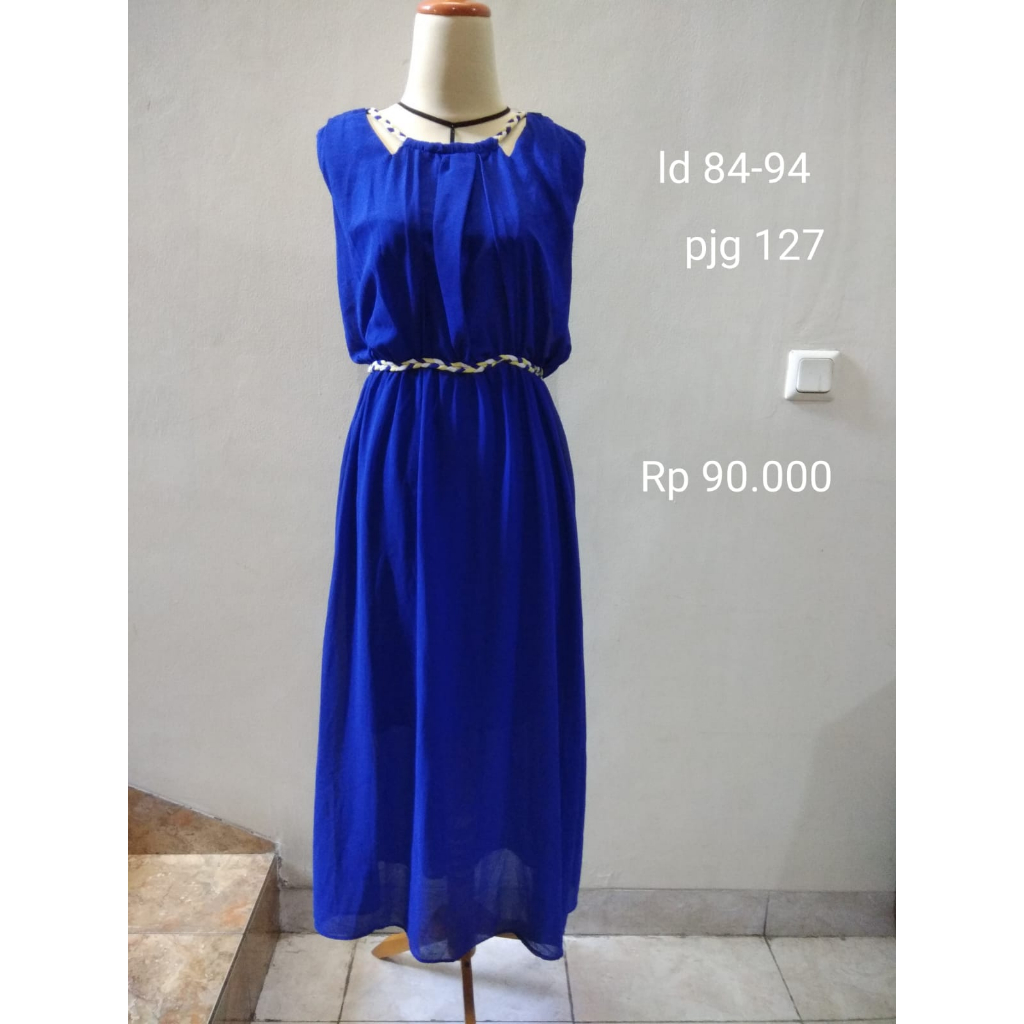 Jual Long Dress Biru Wanita | Shopee Indonesia