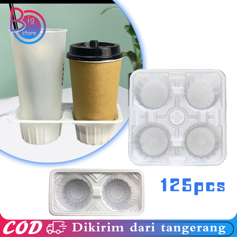 Jual 125pcs Cup Tray Holder Plastik Cup Take Away 2 Cup / 4 Cup Tatakan ...