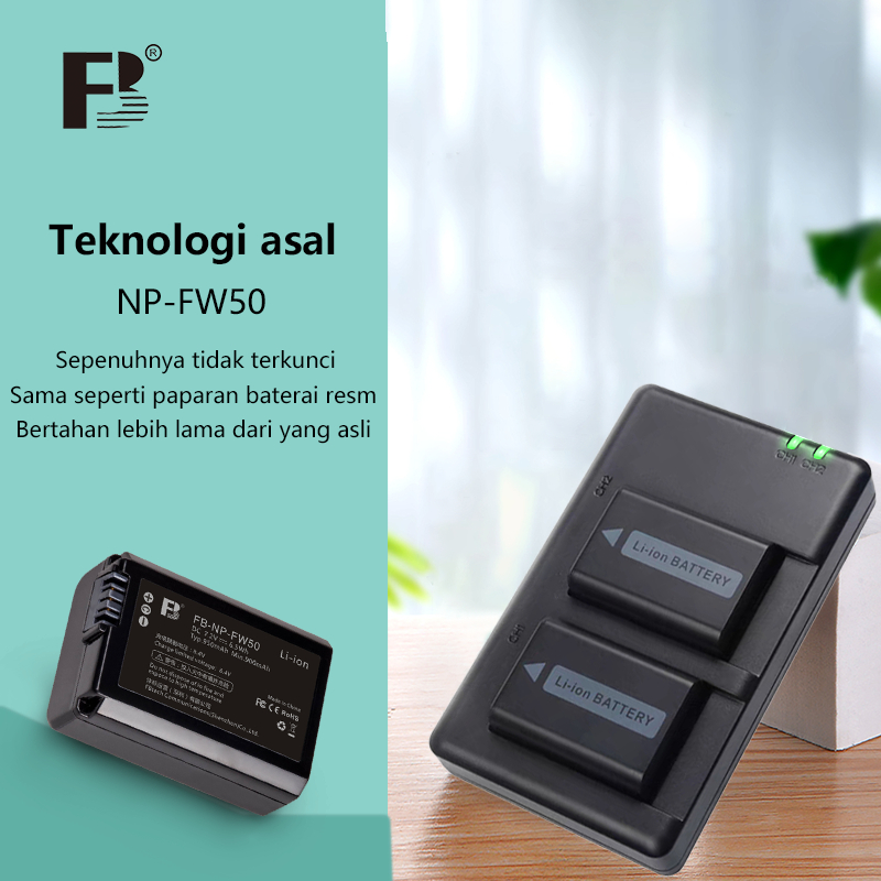 Jual FB Battery NP-FW50 with Charger Suitable for Sony Camera A6300 A6000 A6S2 A6500 A7M2 A7R2 ...