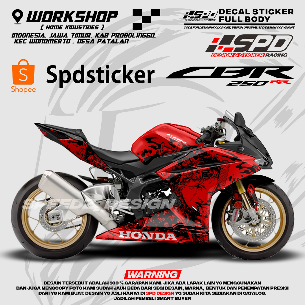 Jual decal stiker full body cbr250rr red japan racing | Shopee Indonesia