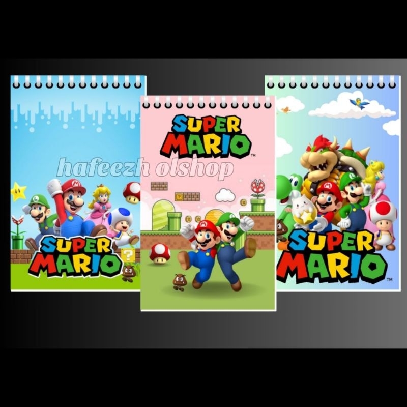 Jual Buku Catatan Notebook Notes Notepad Spiral Mario Bros Bisa Custom ...