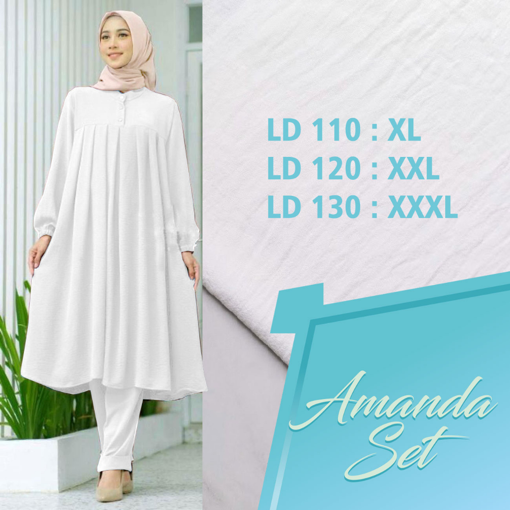 Jual Amanda Setelan Motif Polos Kancing Hidup Crinkle Airflow One set ...