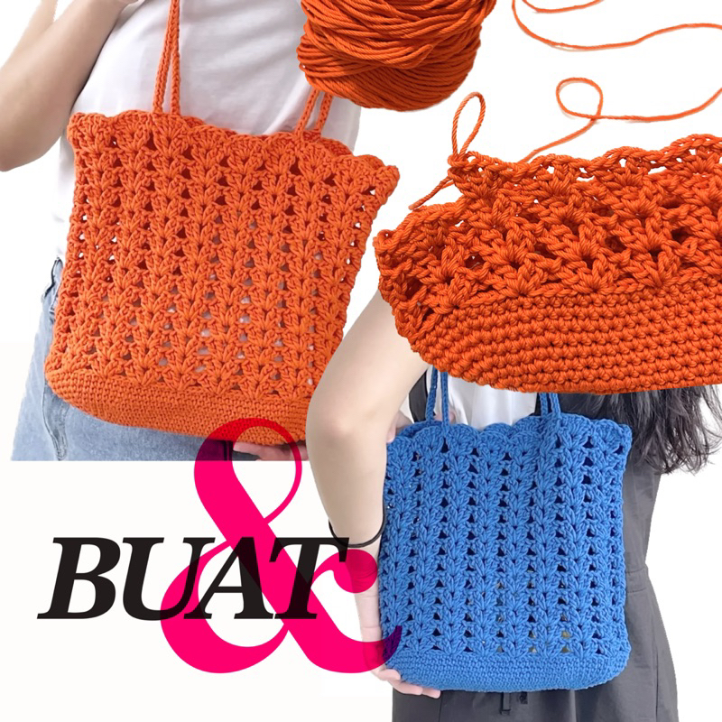 Jual Crochet Tote Bag | Tas Rajut Korea (B) READY STOCK | Shopee Indonesia