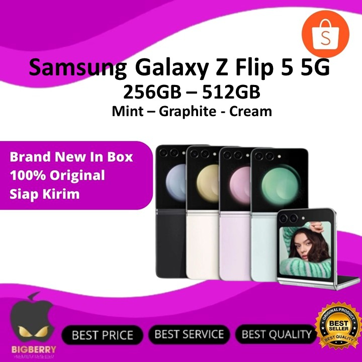 Jual RESMI Samsung Galaxy Z Flip 5 5G 256GB 512GB Mint Graphite Cream ...