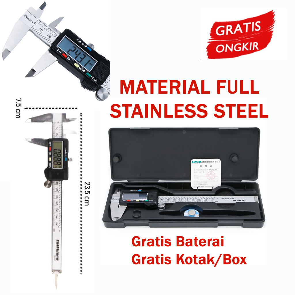Jual Jangka Sorong Digital Model Otomatis Dengan Display LCD Bahan Full Stainless 150mm | Alat ...