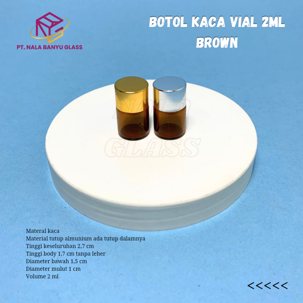 Jual botol kaca vial 2ml amber tutup almunium /botol tester sample ...
