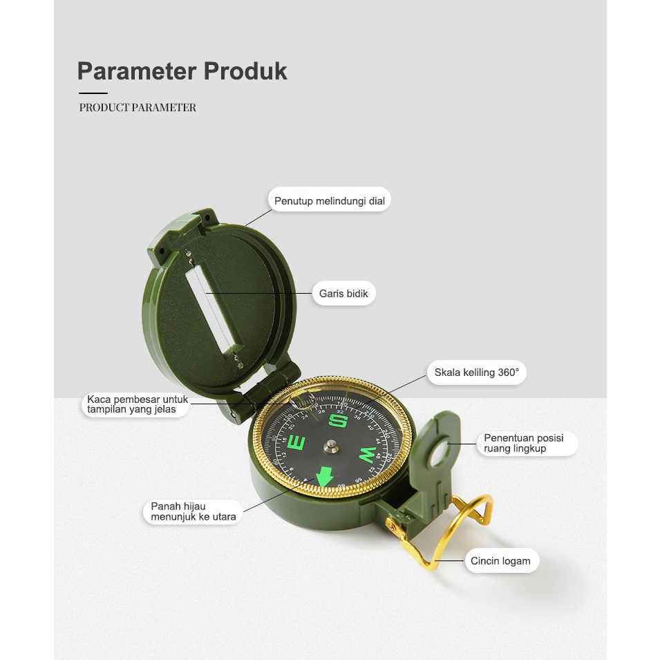 Jual Kompas lensatic plastik / kompas petunjuk arah mata angin / kompas ...