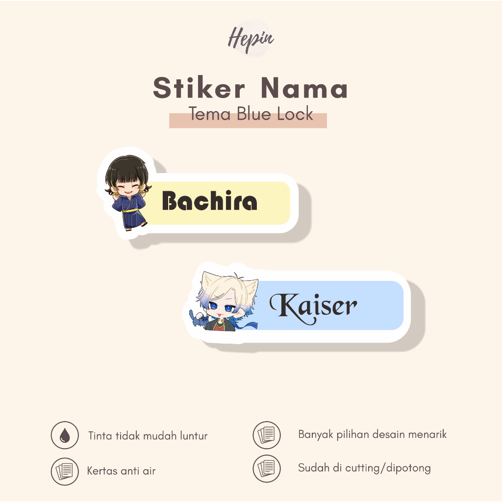 Jual (90 - 120 pcs) Stiker nama animE BLUE LOCK / Label Nama Custom ...