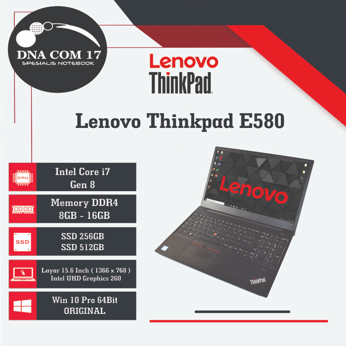 Jual Lenovo Thinkpad E580 i7 Gen 8 | 16GB | SSD 512GB | Keyboard ...