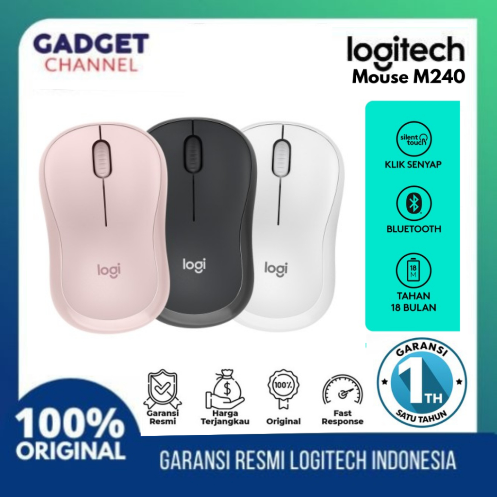 Jual Logitech M240 Mouse Wireless Bluetooth Silent Click - Garansi ...