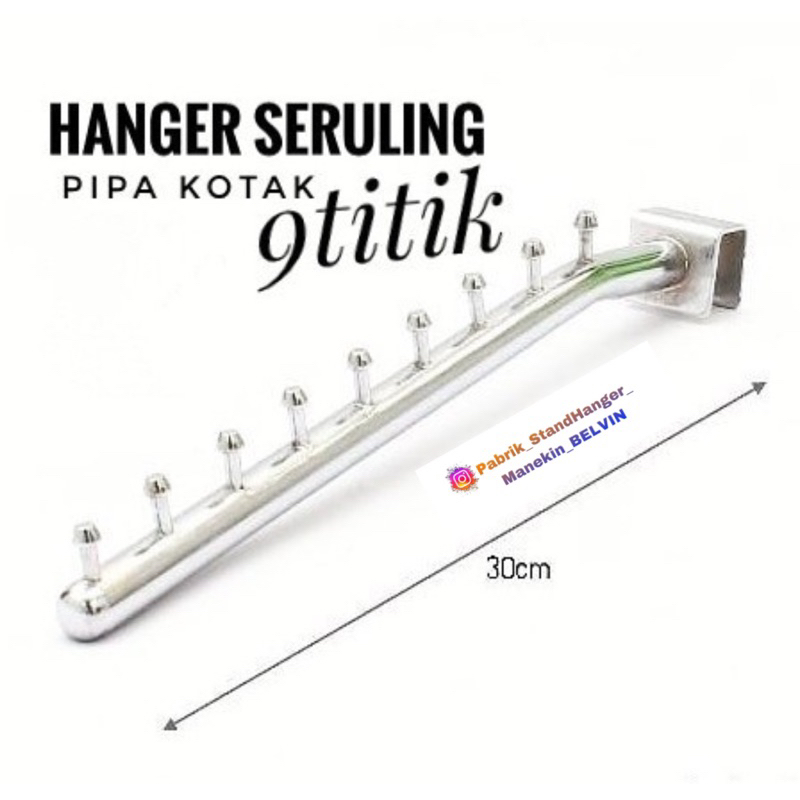 Jual Hanger Suling Pipa Kotak 9 Titik // Gantungan Suling Baju ...