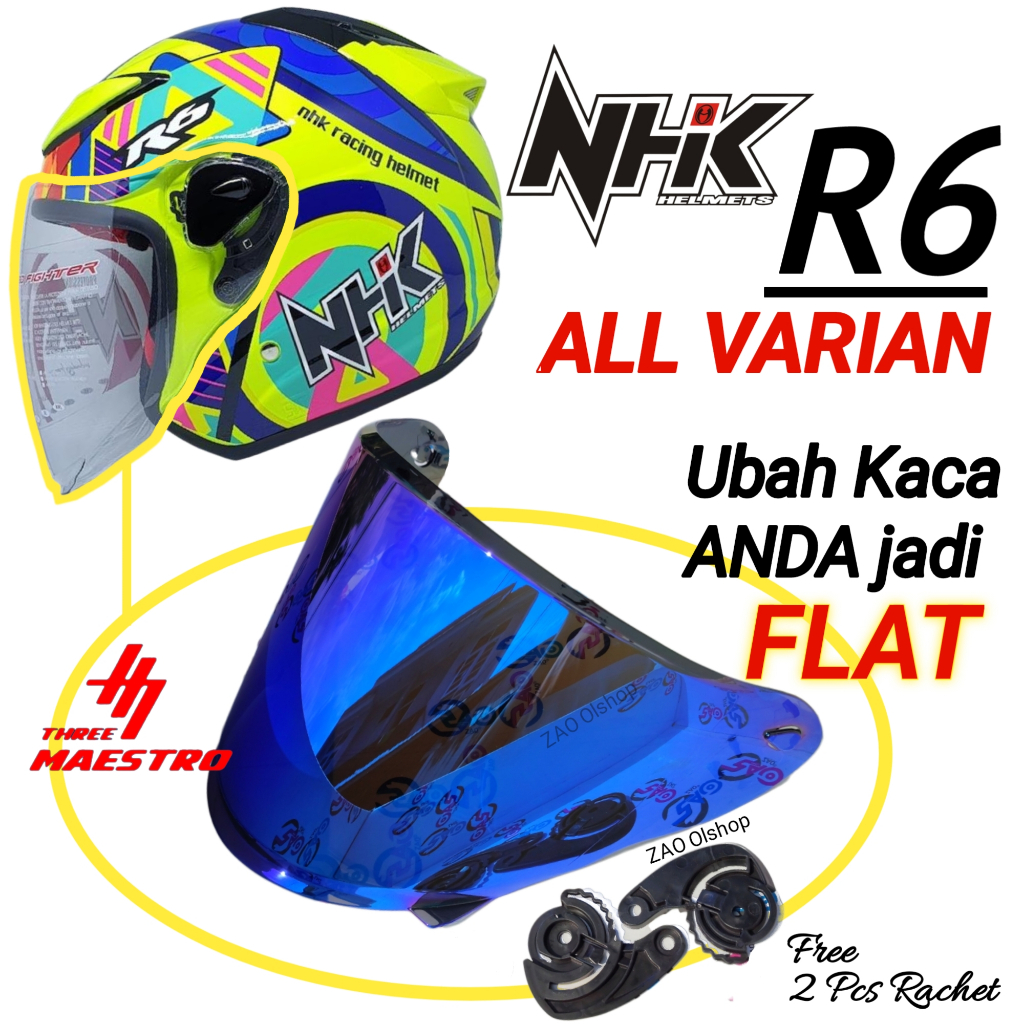 Jual Kaca NHK R6 FLAT | Datar visor bisa dipasang anti fog Tear Off ...