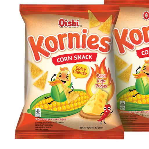 Jual Oishi Kornies Corn Snack Spicy Cheese 60g | Shopee Indonesia