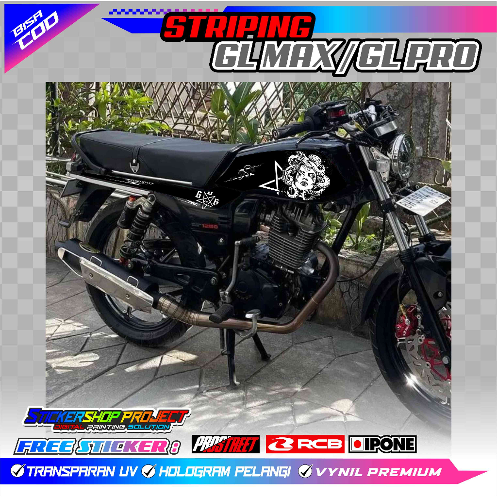 Jual STRIPING VARIASI GL PRO MAX MEDUSA STYLE / STICKER LIST HONDA GL ...