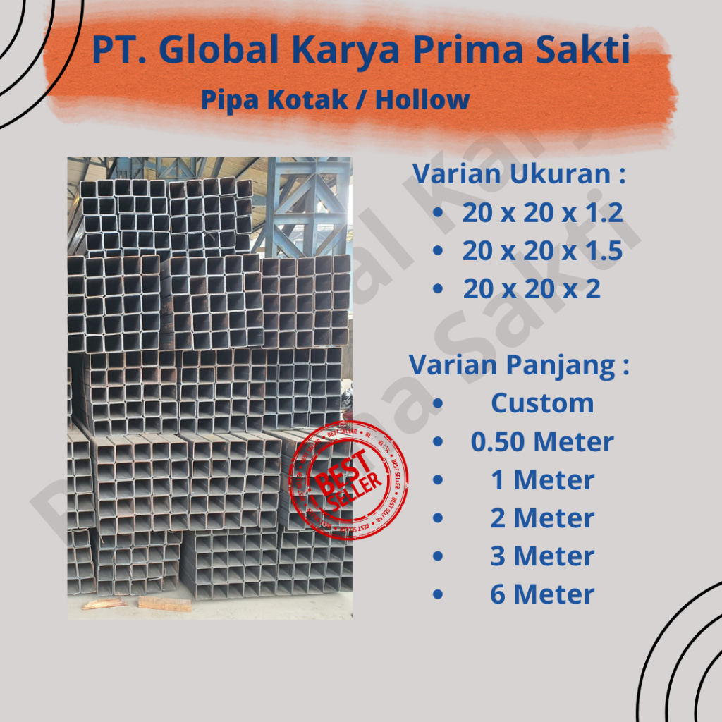 Jual Besi Hollow 20 x 20 x 1.2 x 50 Cm (500mm) | Shopee Indonesia