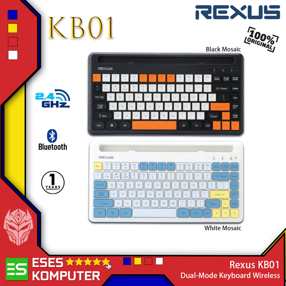 Jual Keyboard Rexus KB01 Mosaic Wireless Dual Connection with Bluetooth ...