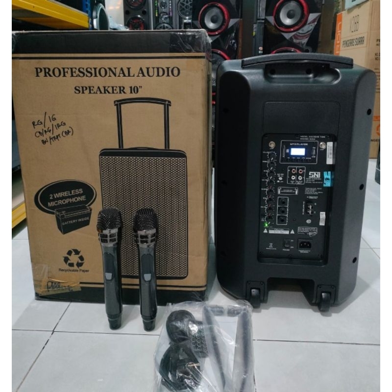 Jual Speaker Portabel Baretone 10 inci MAX10HE Karaoke Bluetooth 2 Mic ...
